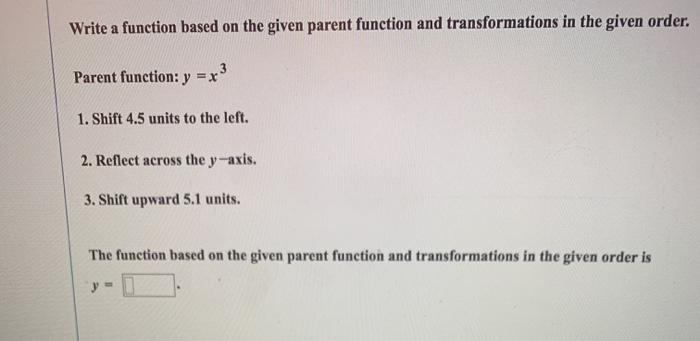 Solved Write a function based on the given parent function | Chegg.com