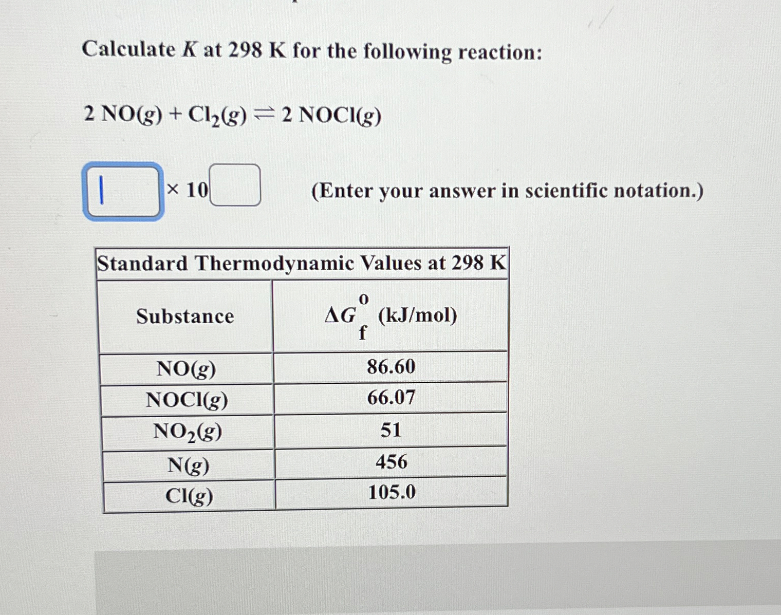 Solved Calculate K ﻿at 298 ﻿K for the following | Chegg.com