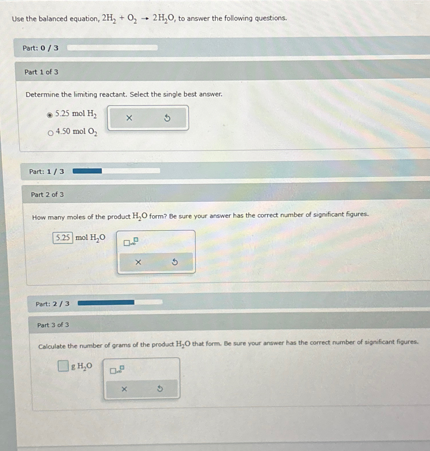 Solved Use the balanced equation, 2H2+O2→2H2O, ﻿to answer | Chegg.com