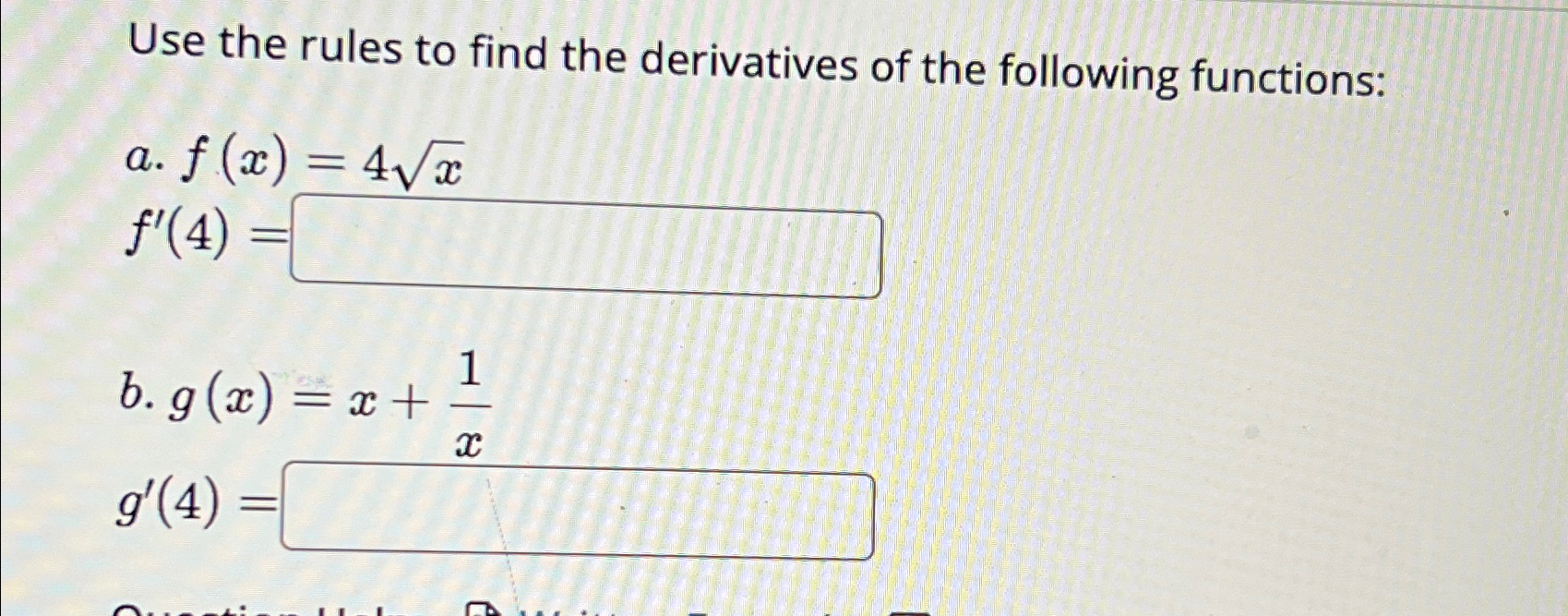 Solved Use the rules to find the derivatives of the | Chegg.com