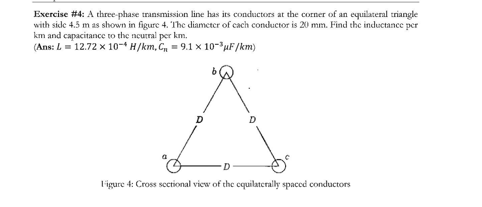 Solved Exercise #4: A three-phase transmission line has its | Chegg.com