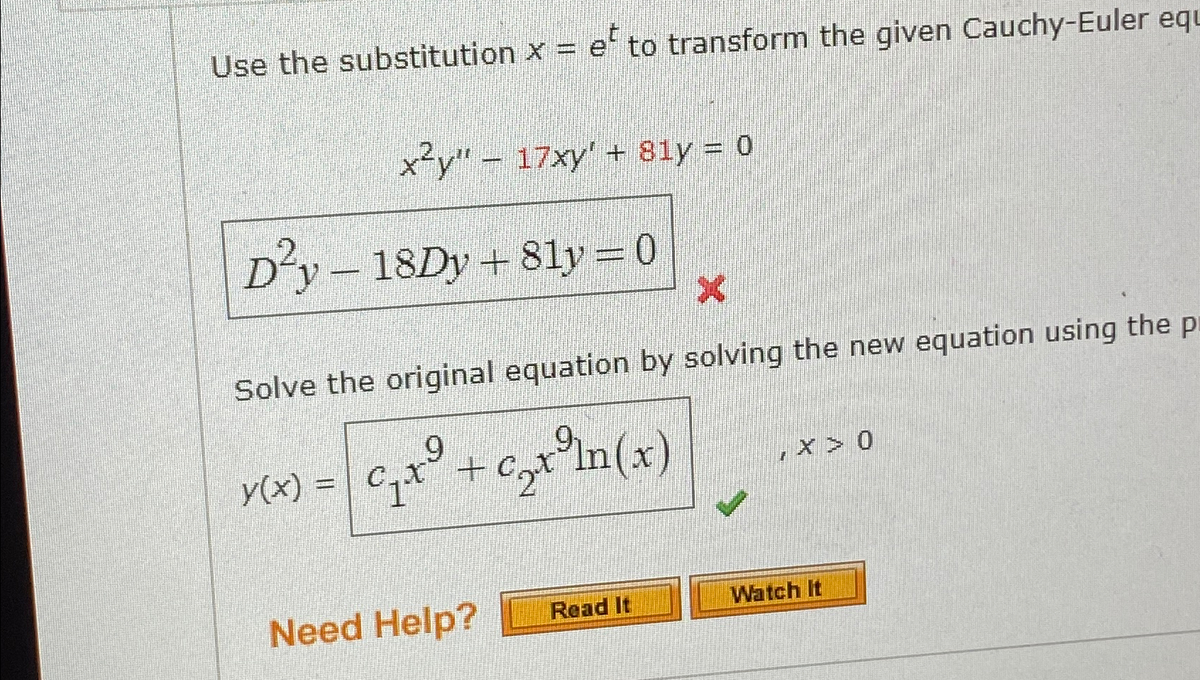 Solved Use the substitution x=et ﻿to transform the given | Chegg.com