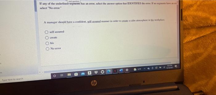 Solved If any of the underlined segments has an error, | Chegg.com
