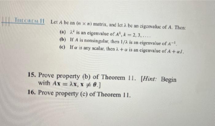 Solved OIIL 11 Let A be an (n×n) matrix, and let λ be an | Chegg.com