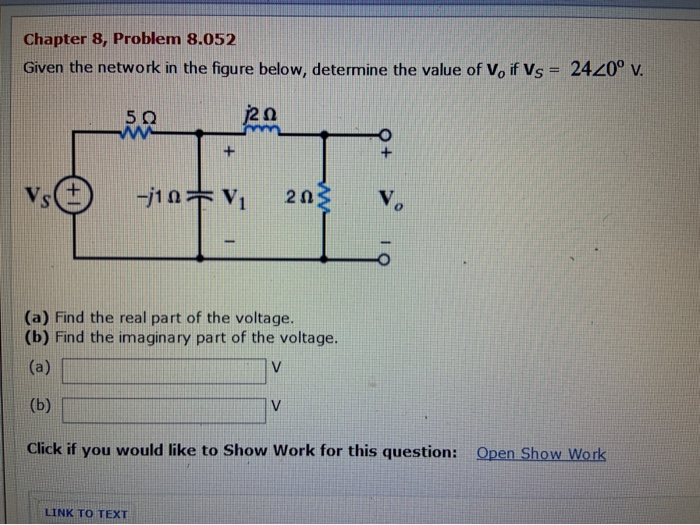 Solved Chapter 8, Problem 8.052 Given the network in the | Chegg.com