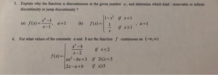 Solved 5. Explain why the function is discontinuous at the | Chegg.com