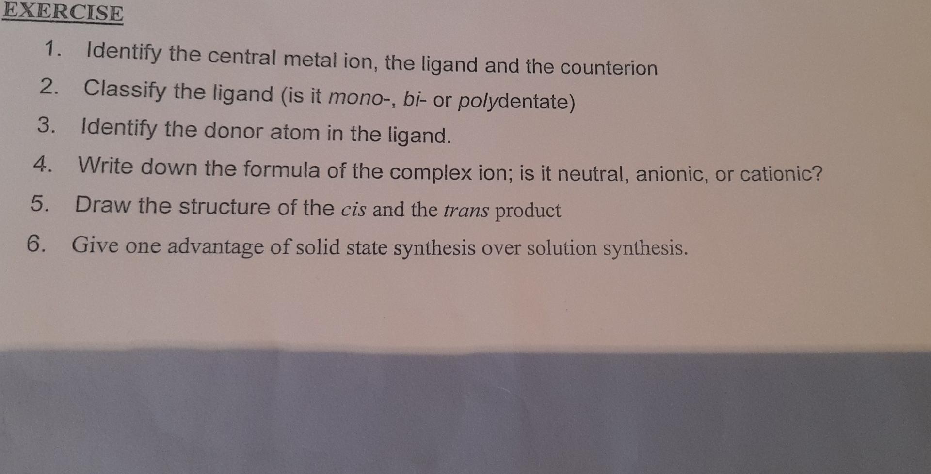 In this experiment, the cis and trans copper | Chegg.com