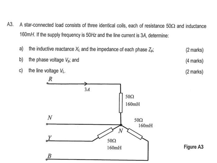 Solved A3. A star-connected load consists of three identical | Chegg.com