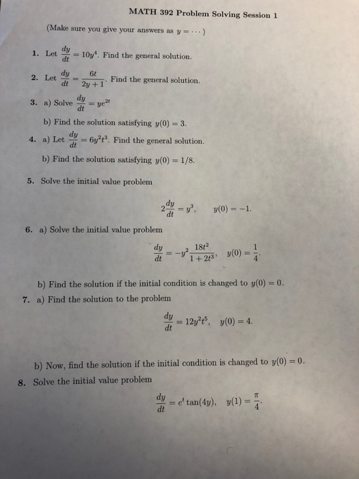 Solved MATH 392 Problem Solving Session 1 (Make sure you | Chegg.com