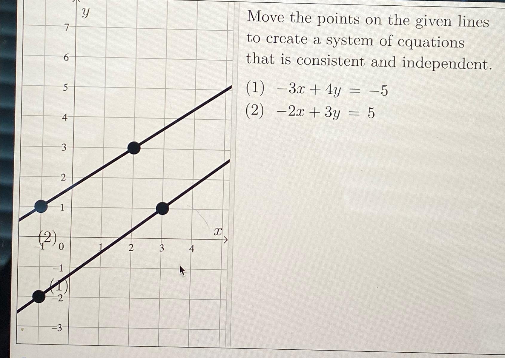 Solved Move the points on the given lines to create a system | Chegg.com