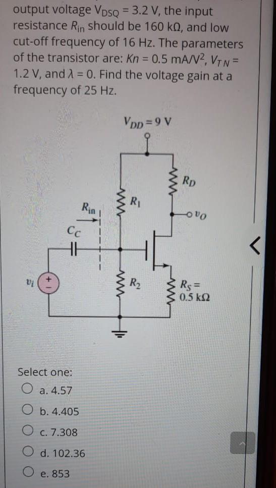 Solved output voltage VosQ = 3.2 V, the input resistance Rin | Chegg.com