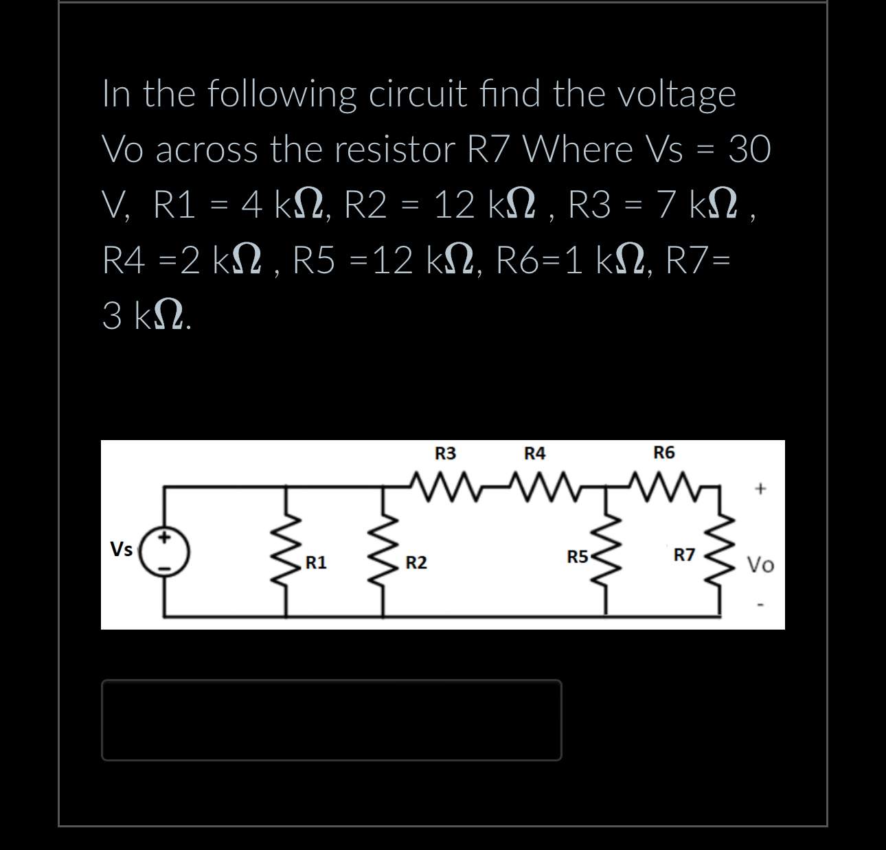 Solved In the following circuit find the voltageVo across | Chegg.com