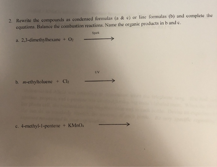 Solved 2. Rewrite the compounds as condensed formulas (a & | Chegg.com