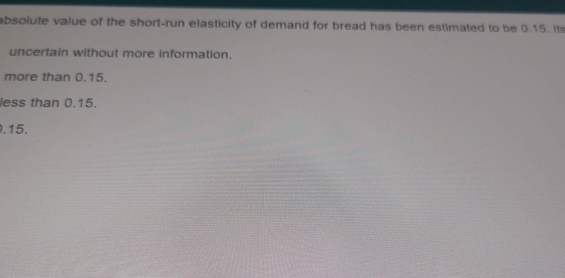 Solved absolute value of the short-run elasticity of demand | Chegg.com