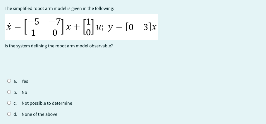 The simplified robot arm model is given in the | Chegg.com