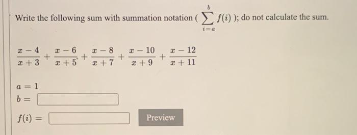 Solved Write the following sum with summation notation | Chegg.com