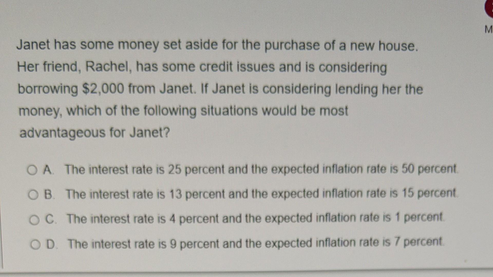 Solved An increase in the expected rate of inflation leads | Chegg.com