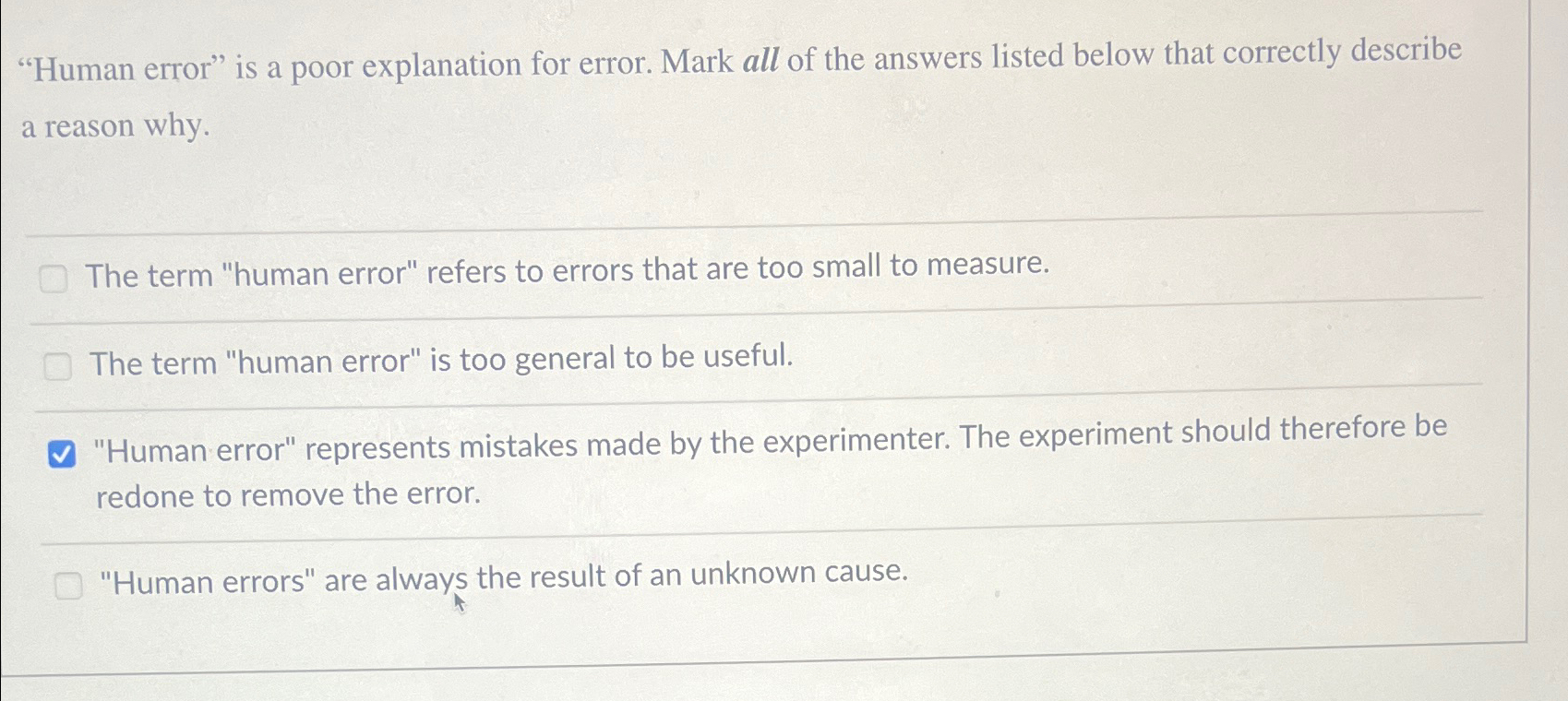 Solved "Human error" is a poor explanation for error. Mark | Chegg.com