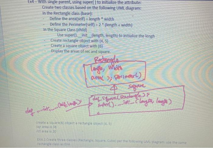 Solved Ex4 - With single parent, using super() to initialize | Chegg.com