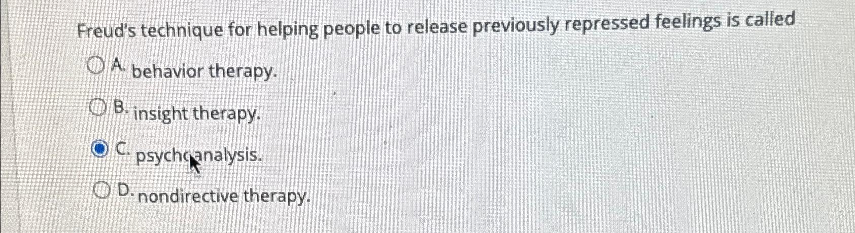 Solved Freud's technique for helping people to release | Chegg.com