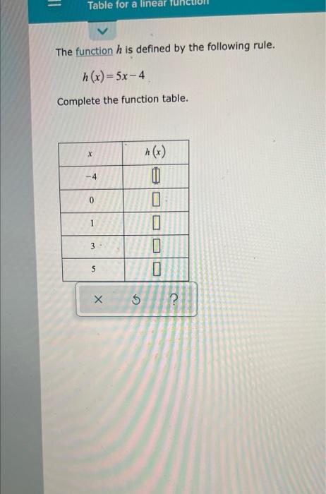 Solved Table for a linear The function h is defined by the | Chegg.com