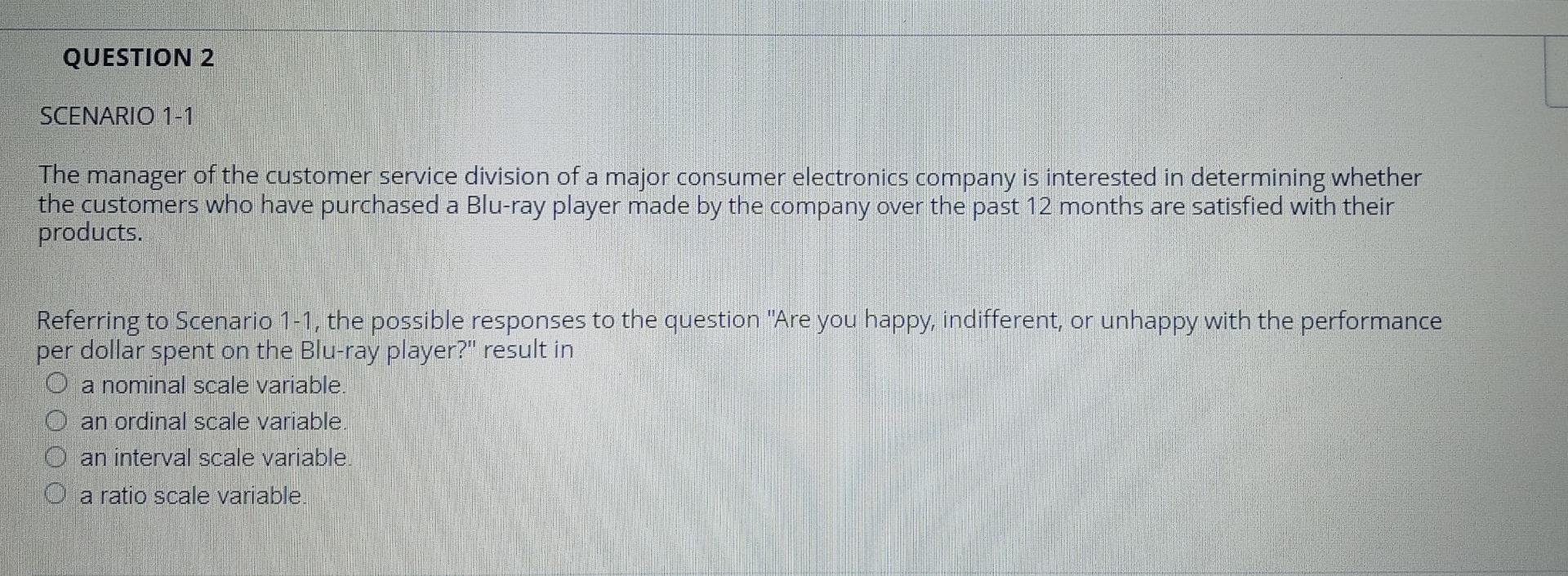 Solved QUESTION 1 SCENARIO 1-1 The manager of the customer | Chegg.com