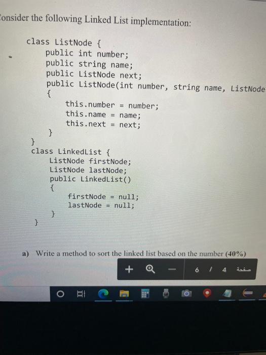 Solved Consider the following Linked List implementation: | Chegg.com