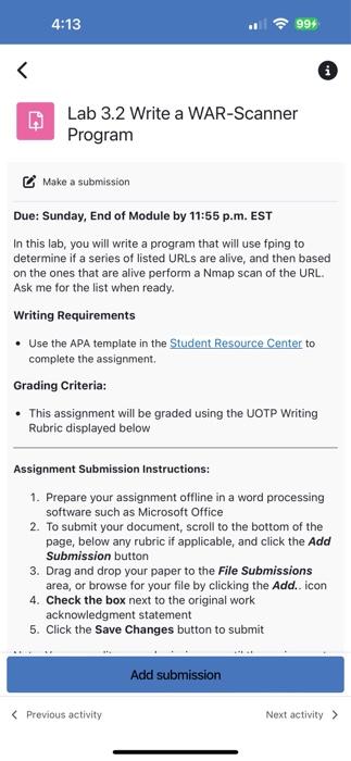 Solved Lab 3.1 Write a Nmap Enumeration Program Make a | Chegg.com