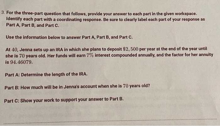 Solved 3. For the three-part question that follows, provide | Chegg.com