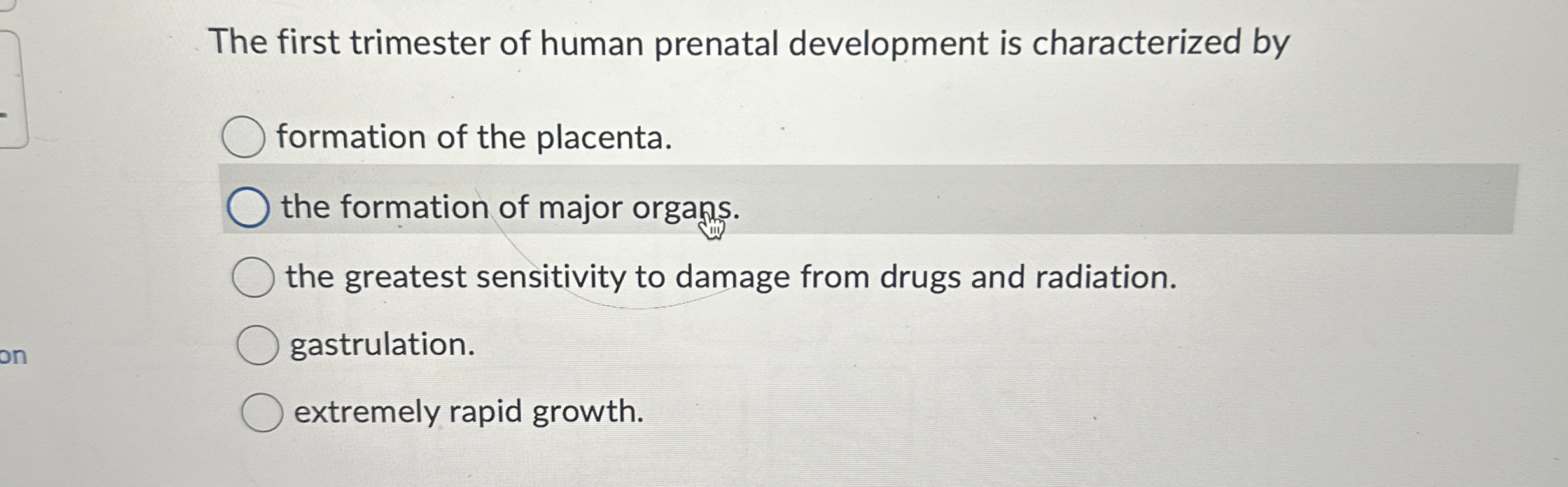 Solved The first trimester of human prenatal development is | Chegg.com