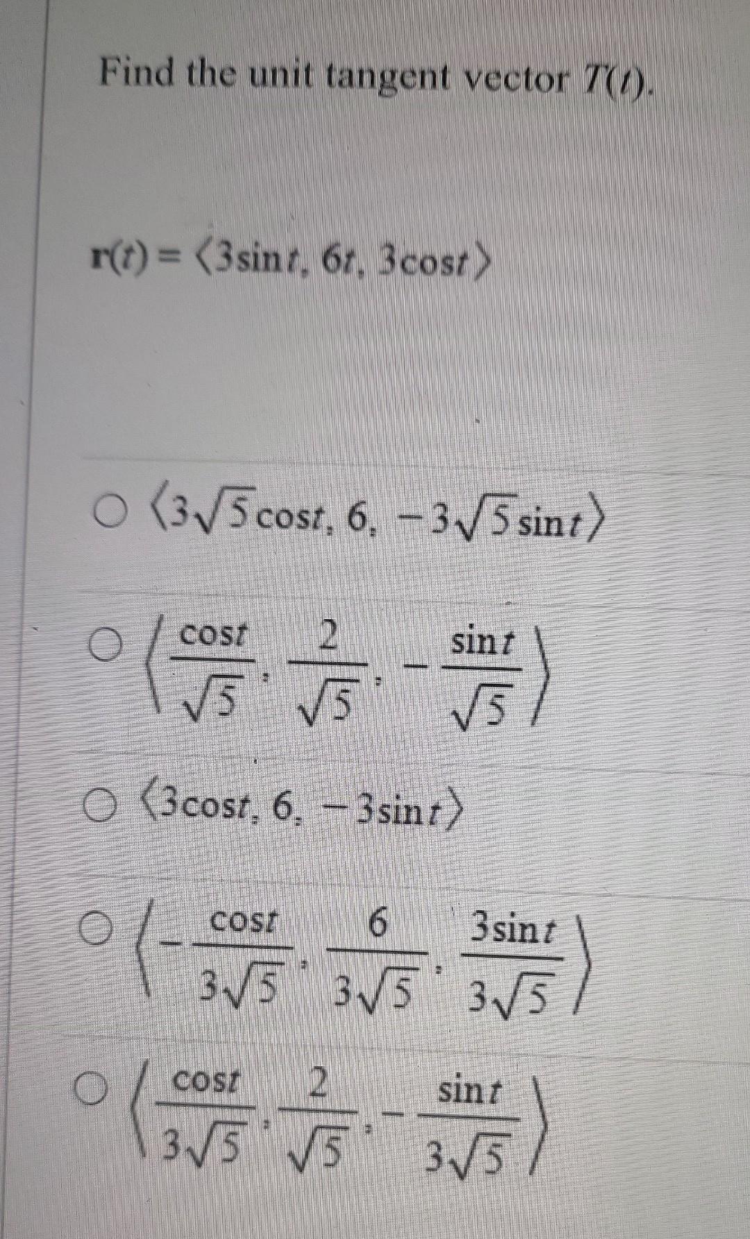 Solved Find the unit tangent vector T(t). | Chegg.com