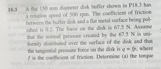 Solved 18.3 A flat 150 mm diameter disk buffer shown in | Chegg.com