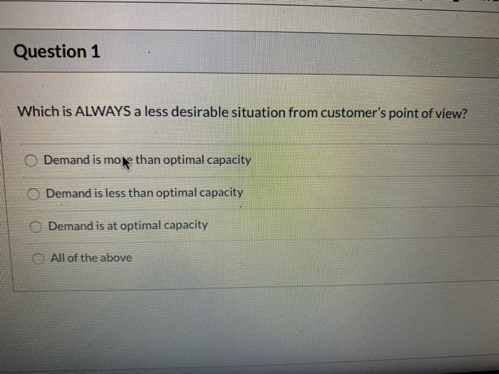 Solved Question 1 Which is ALWAYS a less desirable situation | Chegg.com