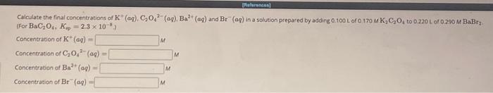 Solved Calculate the final concentrations of | Chegg.com