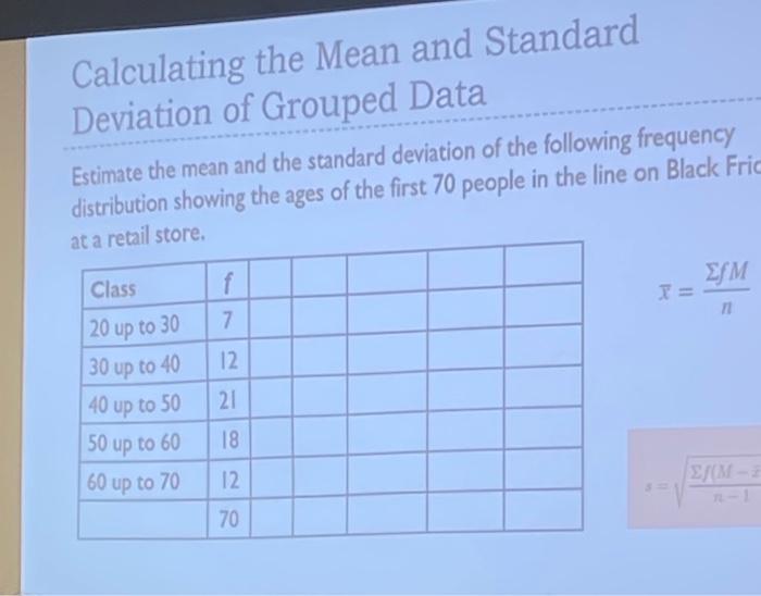 Solved Calculating the Mean and Standard Deviation of | Chegg.com