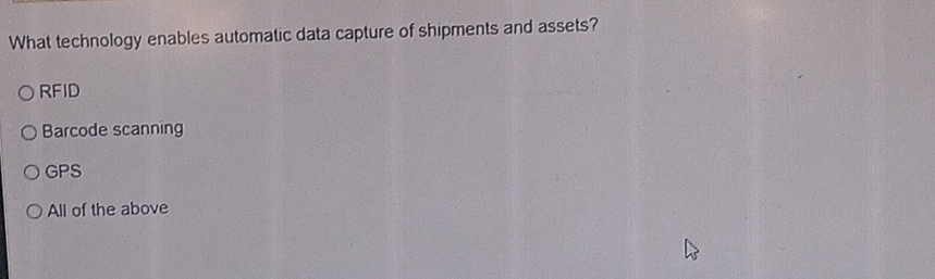 Solved What technology enables automatic data capture of | Chegg.com