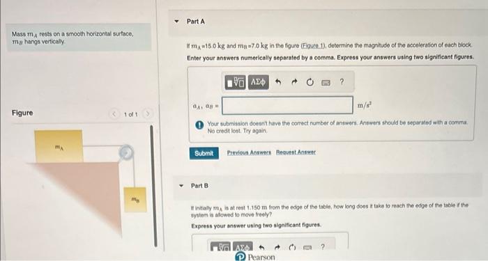 Solved Mass mA rests on a smooth horizontal surtace. mog | Chegg.com