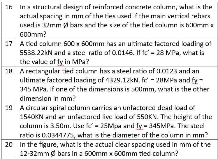 Solved \table[[16,In a structural design of reinforced | Chegg.com