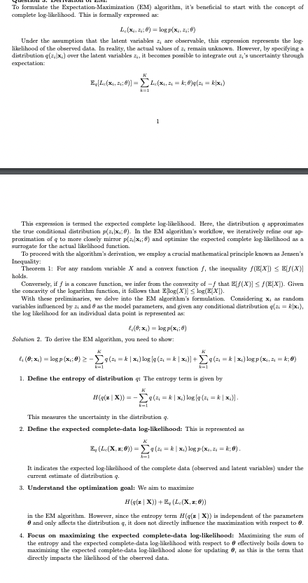 Solved To formulate the Expectation-Maximization (EM) | Chegg.com
