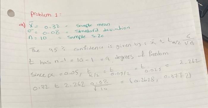 Solved Problem 1[8+2=10 points ] Ten randomly selected | Chegg.com