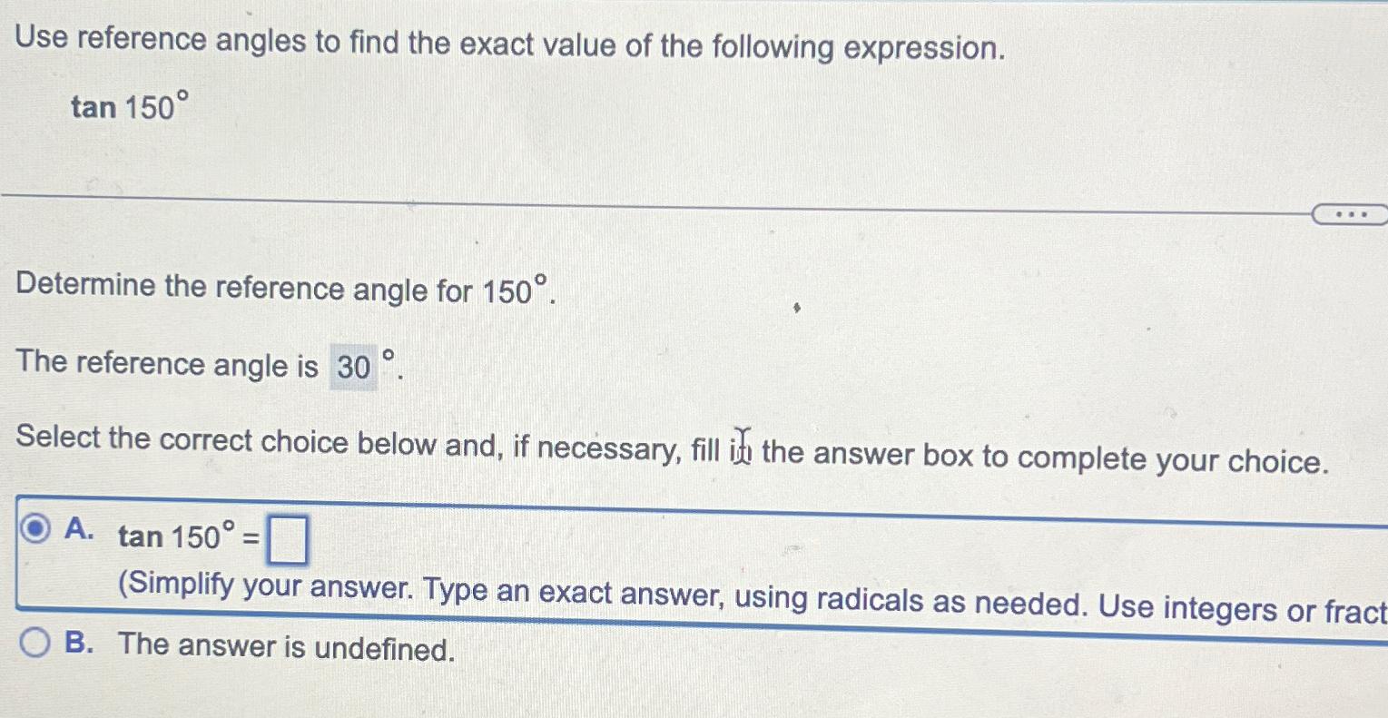Solved Use reference angles to find the exact value of the | Chegg.com