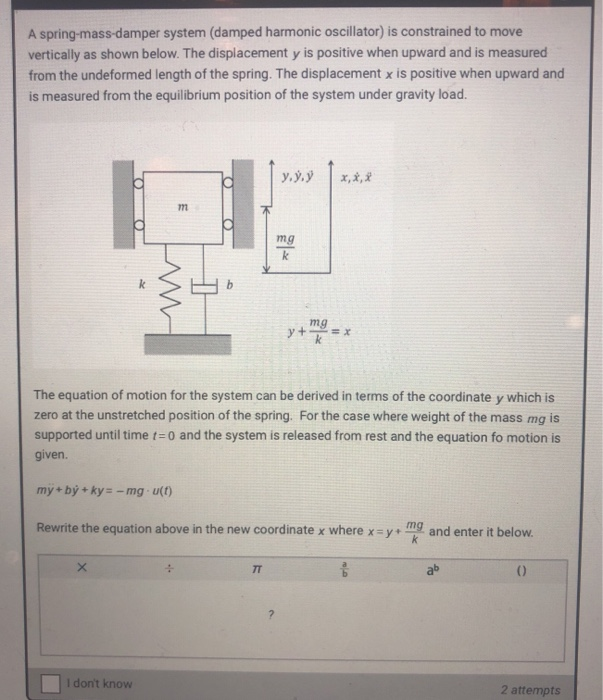 Solved A spring-mass-damper system (damped harmonic | Chegg.com