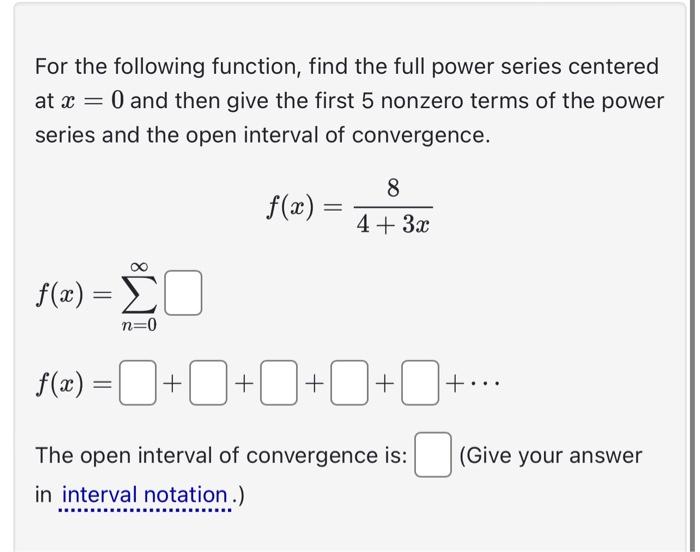 Solved For the following function, find the full power | Chegg.com