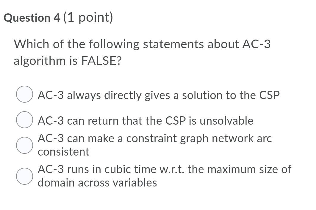Solved Question 4 (1 point) Which of the following | Chegg.com