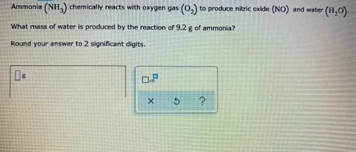 Solved Ammonia (NH) chemically reacts with oxygen gas (02) | Chegg.com