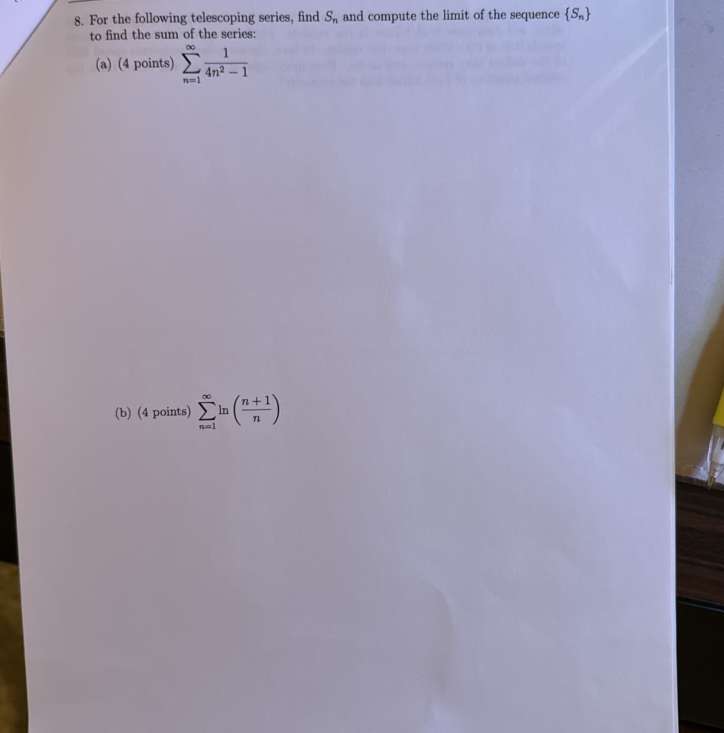 Solved For the following telescoping series, find Sn ﻿and | Chegg.com