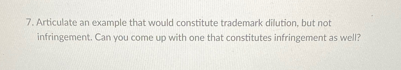 Solved Articulate an example that would constitute trademark | Chegg.com