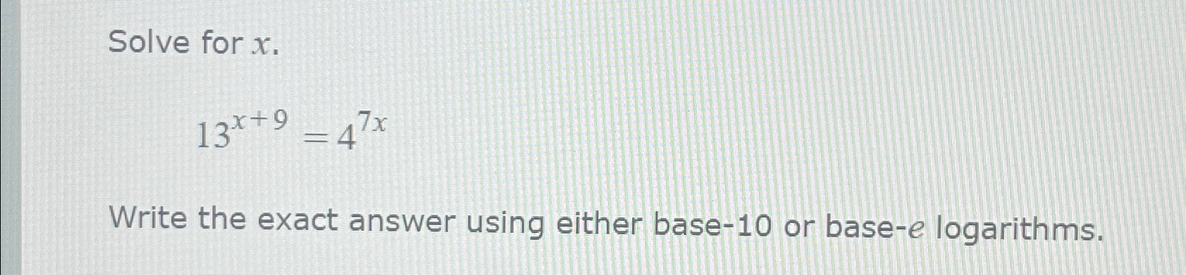 Solved Solve for x13x+9=47xWrite the exact answer using | Chegg.com