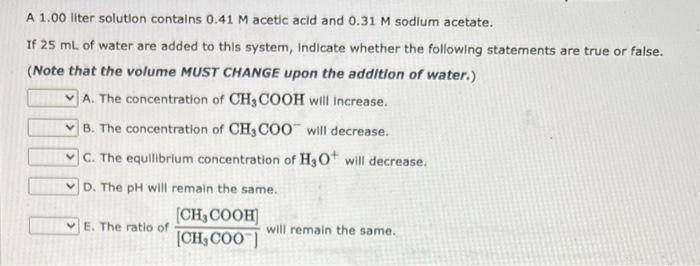 Solved A 1.00 liter solution contains 0.41M acetic acid and | Chegg.com