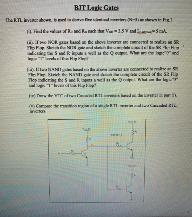 Solved BJT Logic Gates The RTL inverter shown, is used to | Chegg.com